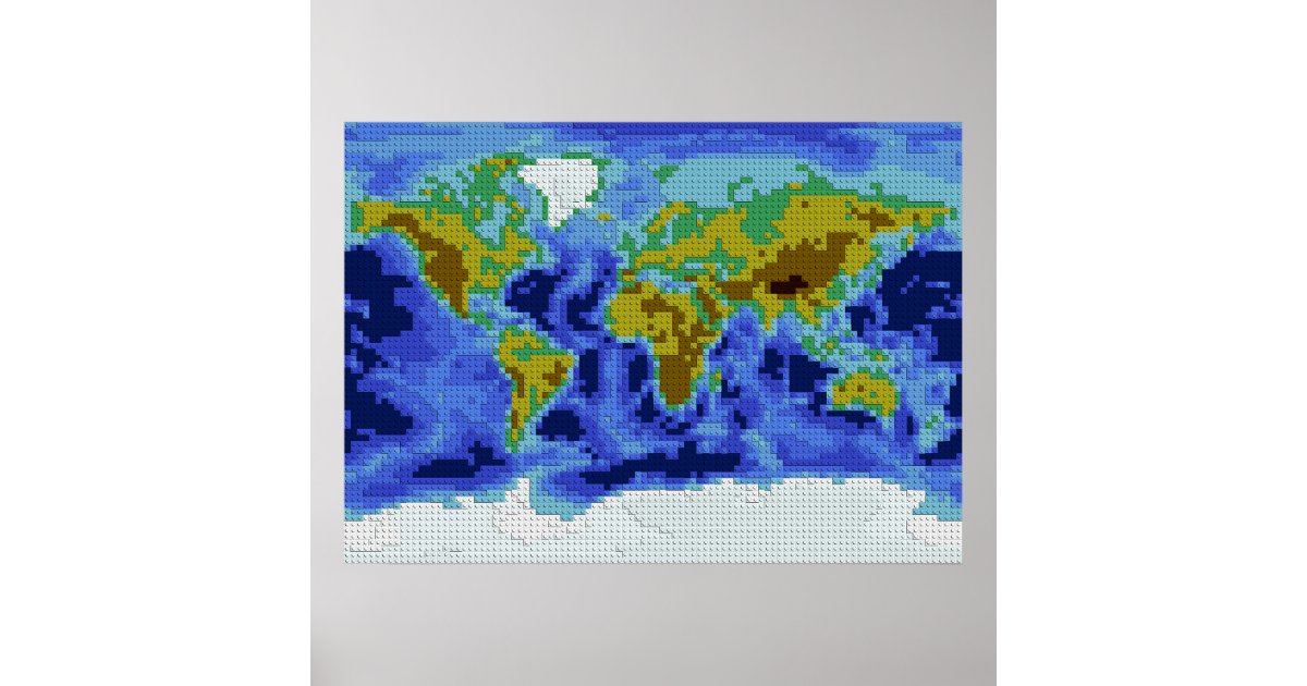 World map bricks poster | Zazzle