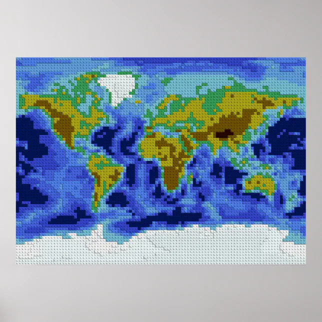World map bricks poster | Zazzle