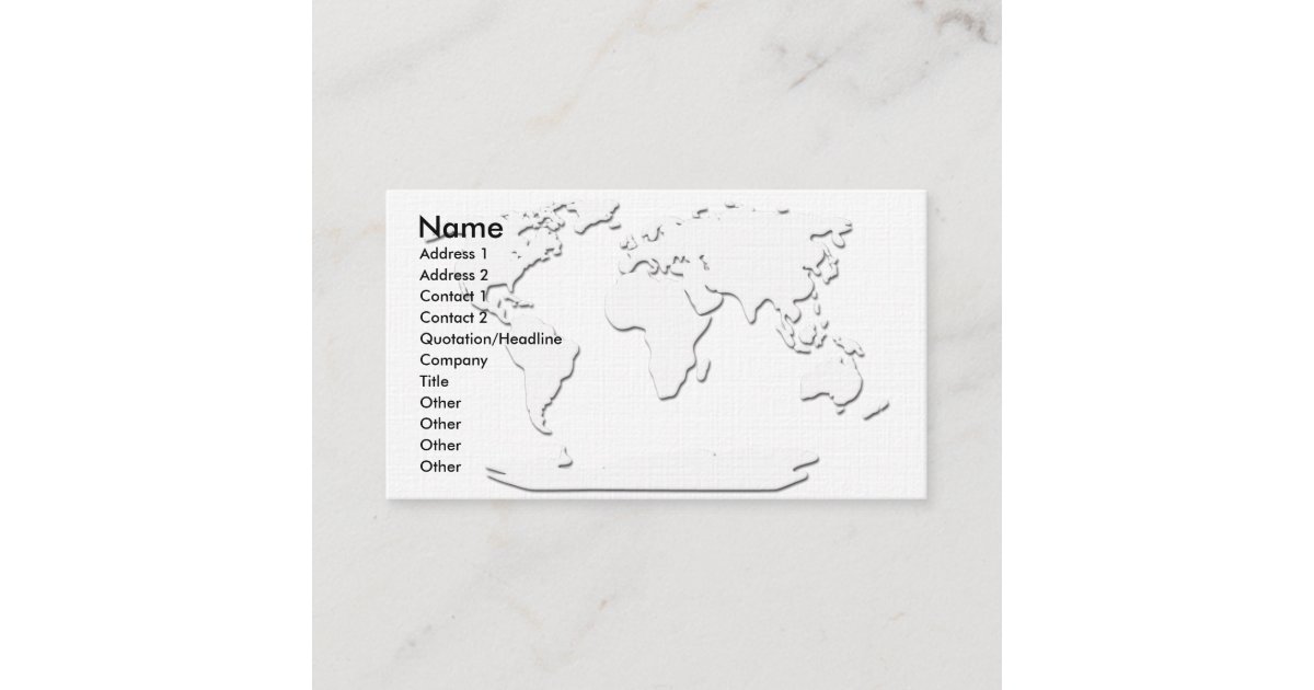 World Map Business Card White | Zazzle