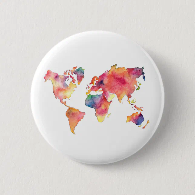 World Map Button | Zazzle