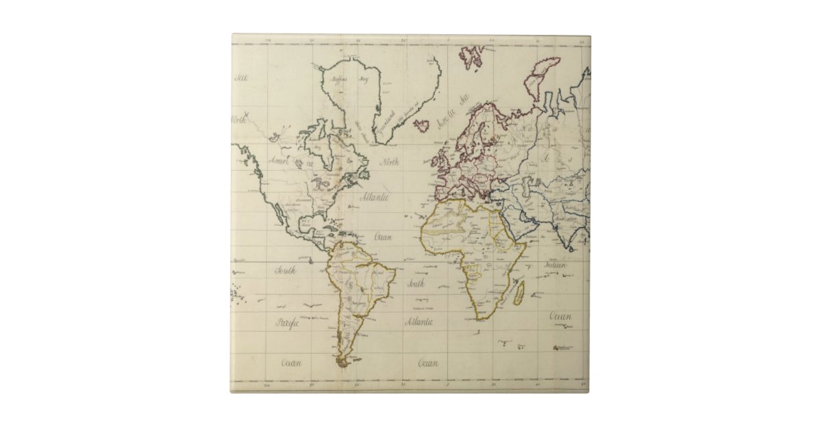 World map ceramic tile | Zazzle