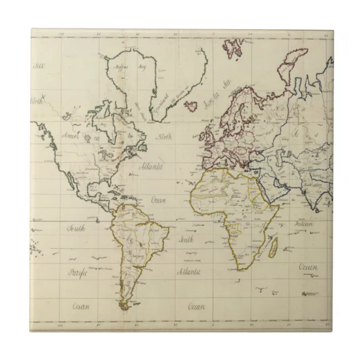 World map ceramic tile | Zazzle