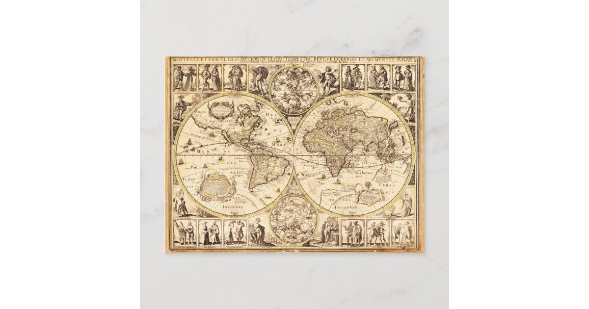World Map circa 1645 Postcard | Zazzle
