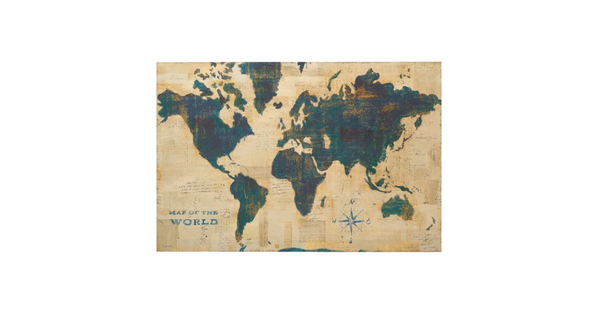 World Map Collage Wood Wall Art | Zazzle