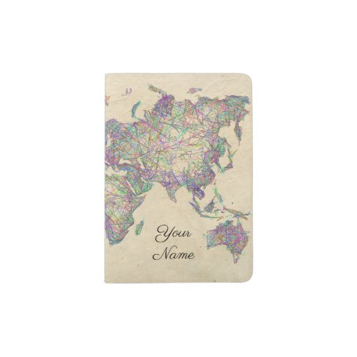world map | Colored scribble Passport Holder | Zazzle