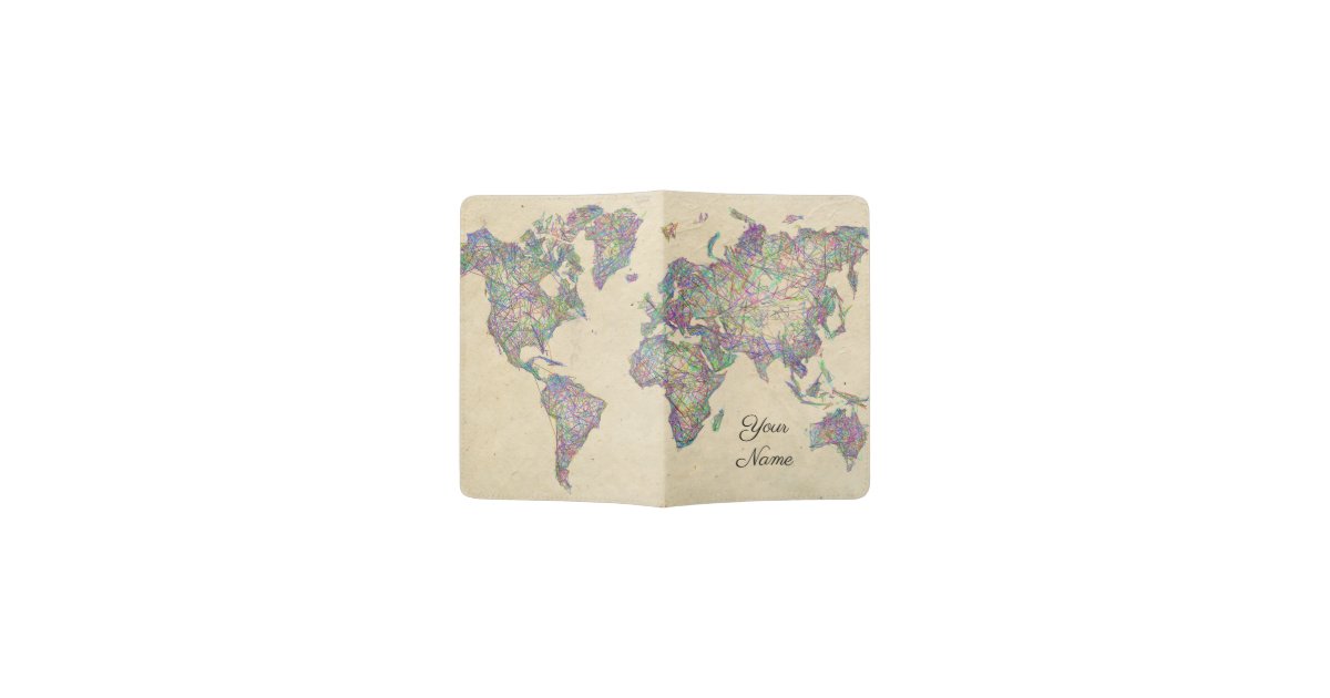 world map | Colored scribble Passport Holder | Zazzle