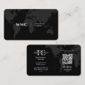 World Map Company Monogram Black Grey Business Card | Zazzle