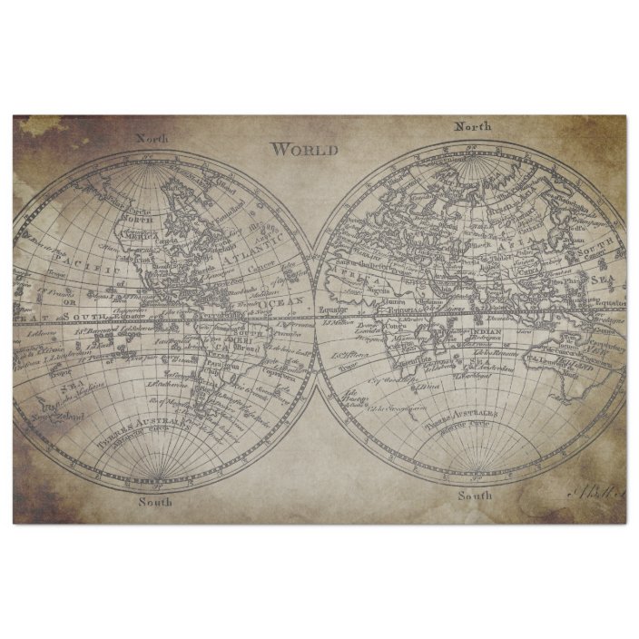 World Map Decoupage Paper | Zazzle.com