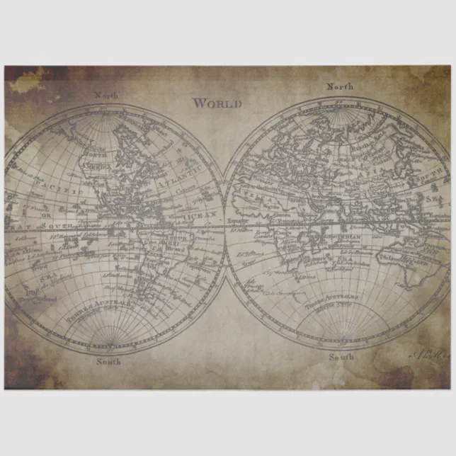 World Map Decoupage Paper | Zazzle