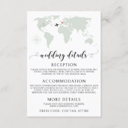 World map Destination wedding details cards | Zazzle