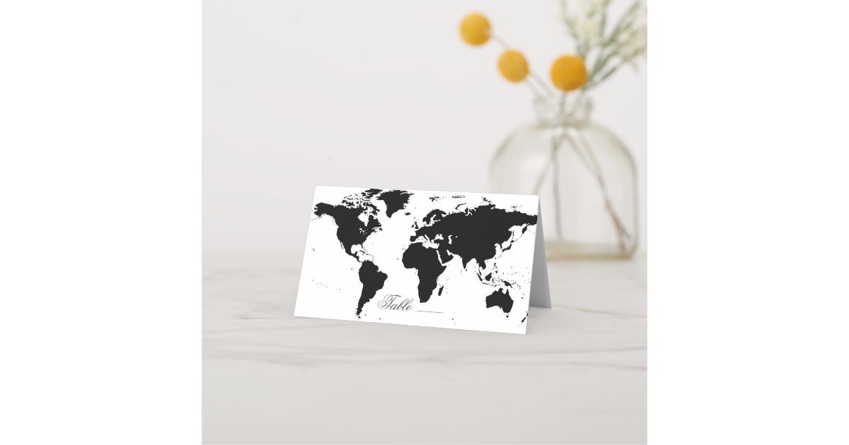 World Map Editable Colors Folded Place Card | Zazzle