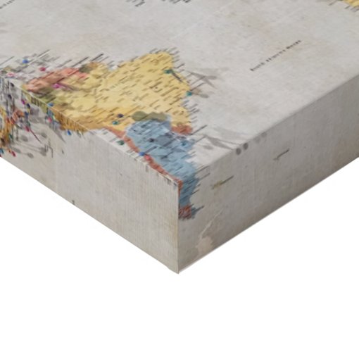 world map faux canvas print | Zazzle