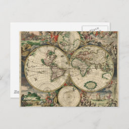 World Map from 1689 Postcard | Zazzle