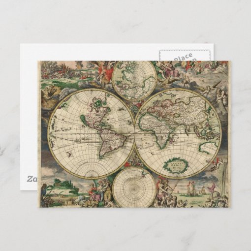World Map from 1689 Postcard | Zazzle