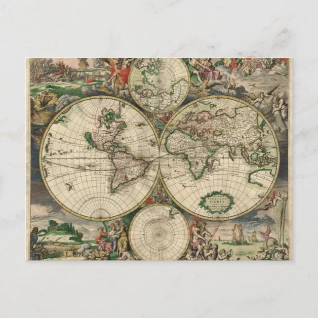 World Map from 1689 Postcard | Zazzle