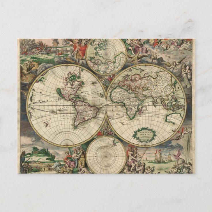World Map from 1689 Postcard | Zazzle