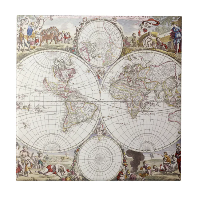 World Map from Atlas Maior Ceramic Tile | Zazzle