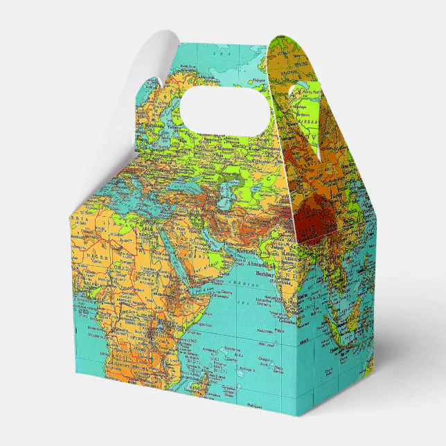 World Map - Gable Favor Box | Zazzle