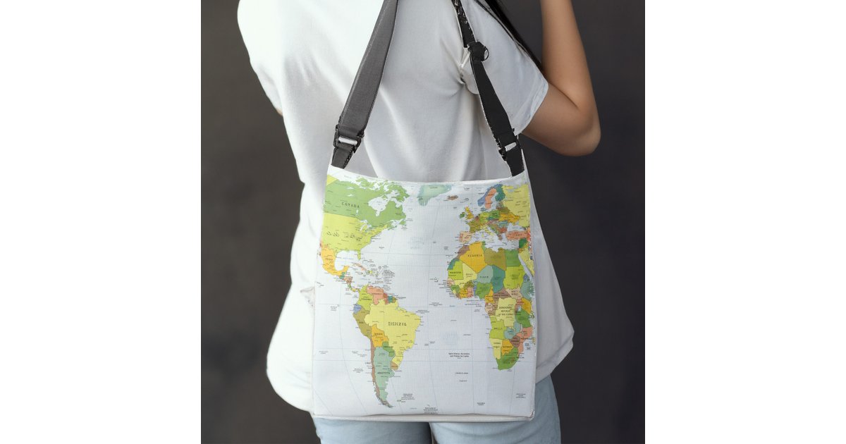 World Map Globe Country Atlas Crossbody Bag | Zazzle