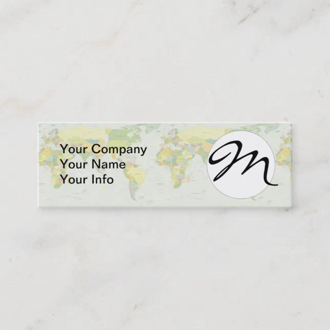 World Map Globe Country Atlas Mini Business Card | Zazzle