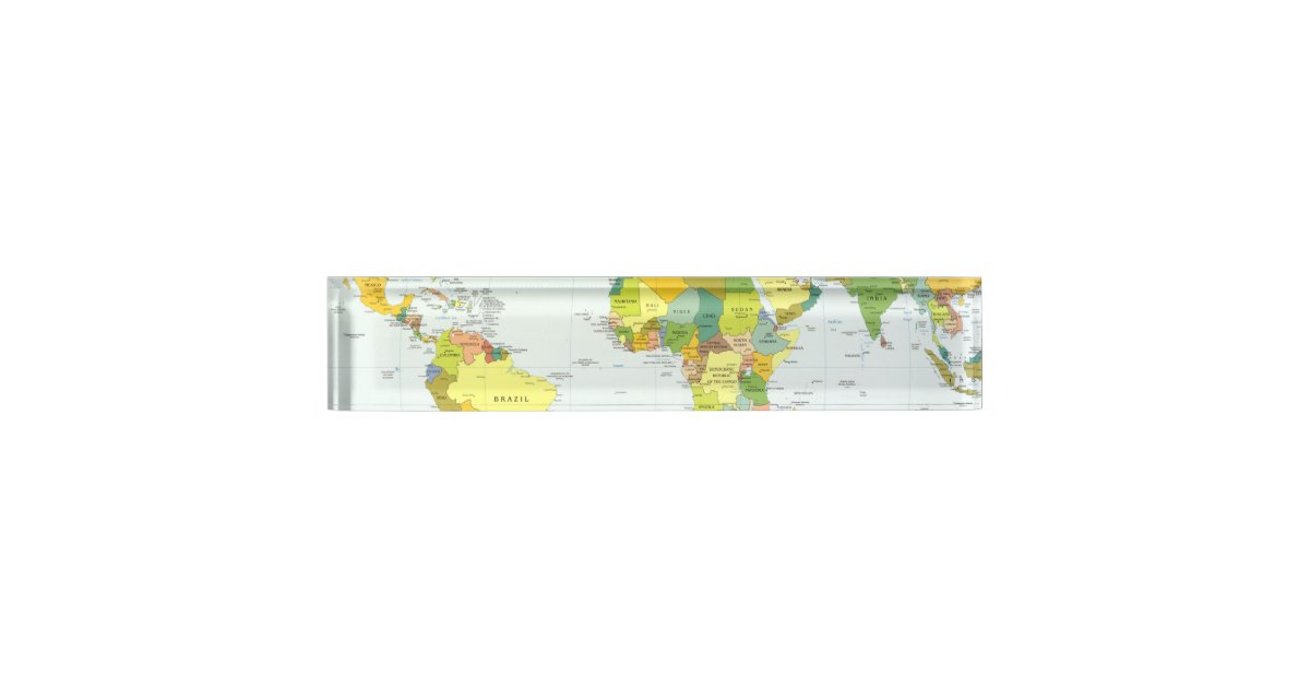 World Map Globe Country Atlas Nameplate | Zazzle