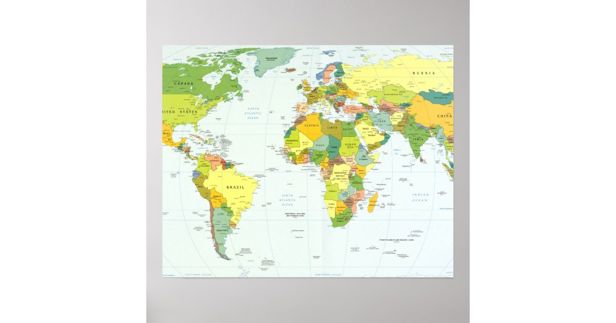 World Map Globe Country Atlas Poster | Zazzle