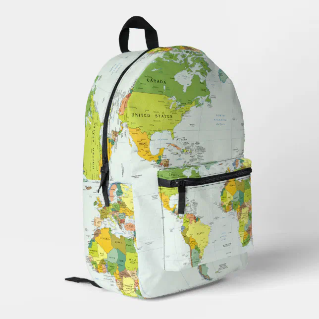 World Map Globe Country Atlas Printed Backpack | Zazzle