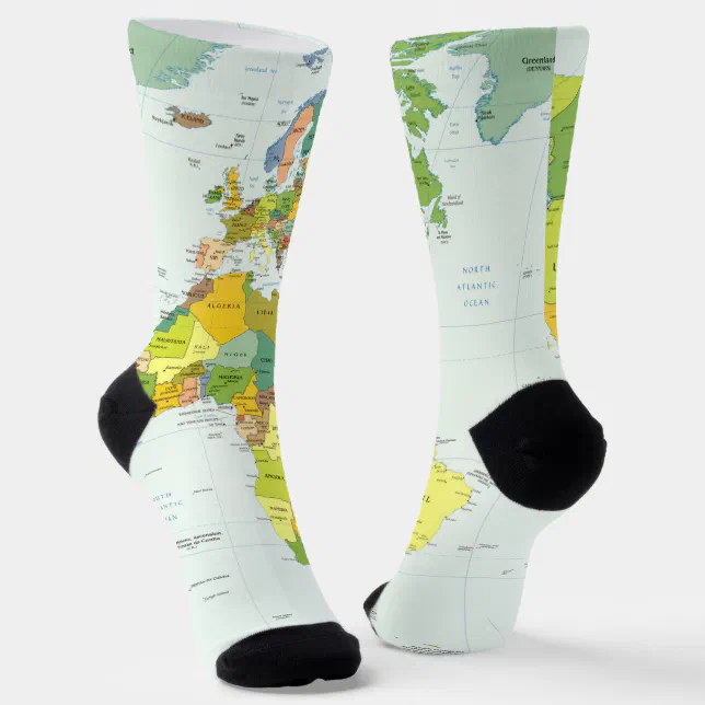 World Map Globe Country Atlas Socks | Zazzle