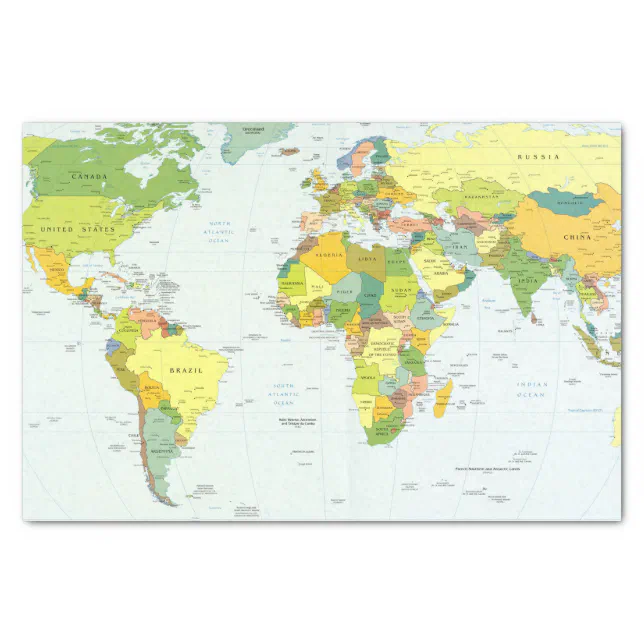 World Map Globe Country Atlas Tissue Paper | Zazzle