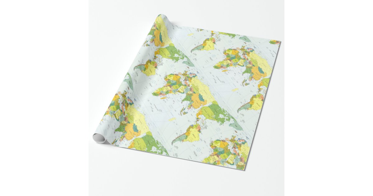 World Map Globe Country Atlas Wrapping Paper | Zazzle