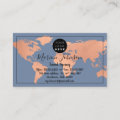 World Map Globe Map Travel Agency Copper Navy Business Card | Zazzle
