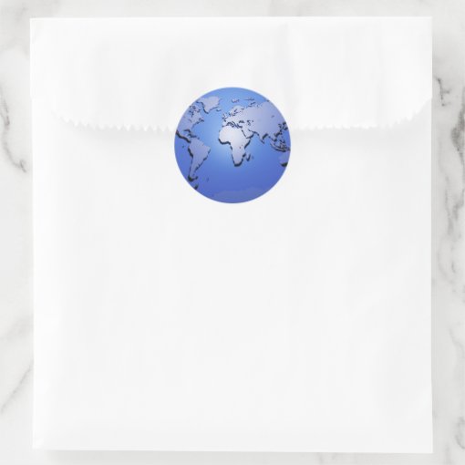 World Map in Blue Classic Round Sticker | Zazzle
