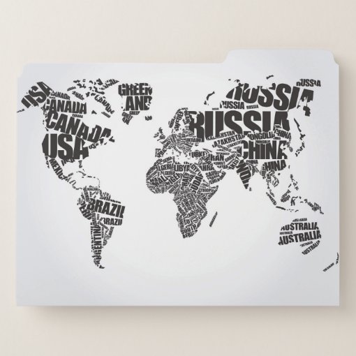 World Map in Typography File Folder | Zazzle
