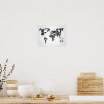 World Map in Typography Poster | Zazzle