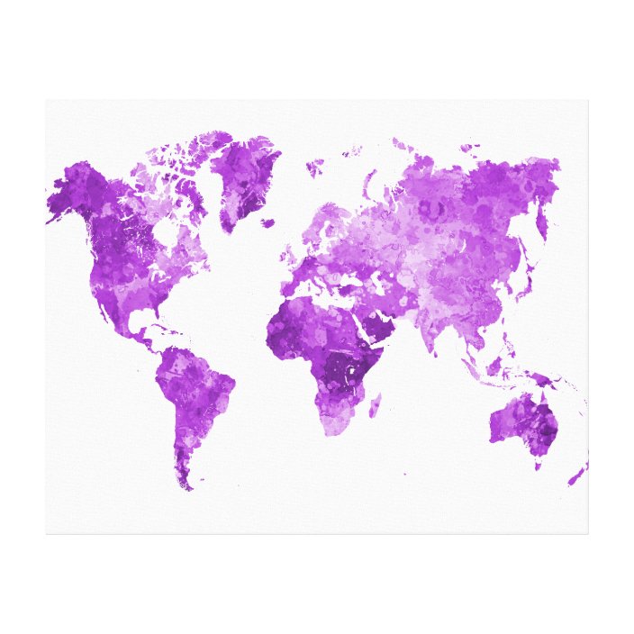 World map in watercolor 08 Purple Canvas Print | Zazzle.com