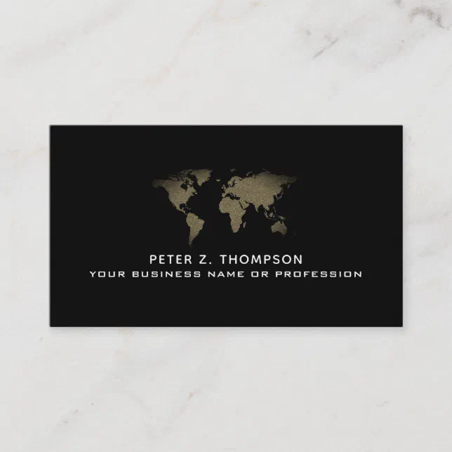 world map international trade black business card | Zazzle