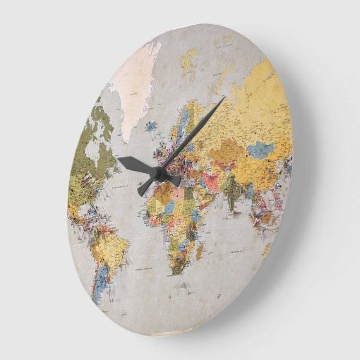 world map large clock | Zazzle
