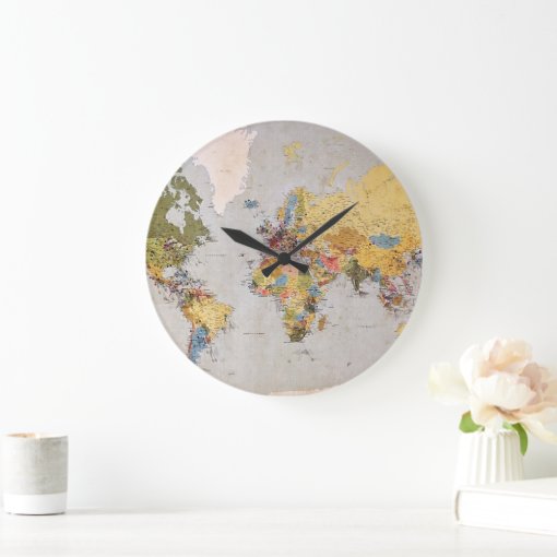 world map large clock | Zazzle