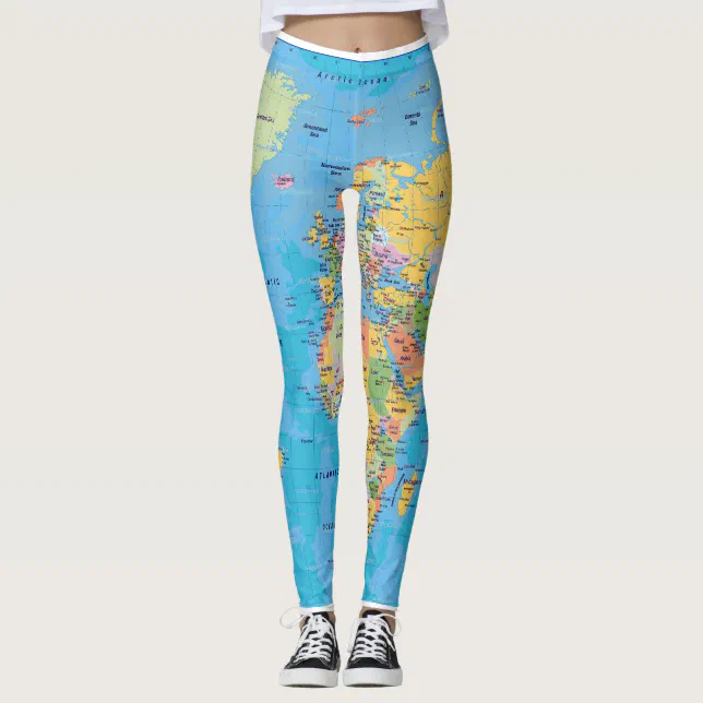 WORLD MAP LEGGINGS | Zazzle