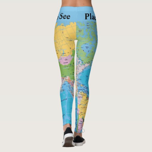 World Map Leggings YOUR NAME Yoga Pants S to XL | Zazzle