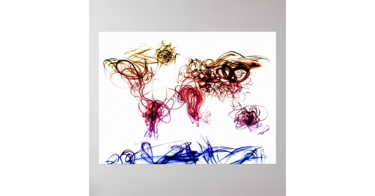 World Map Light Writing Poster | Zazzle