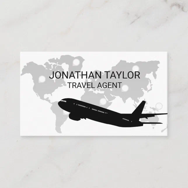 World Map | Location Markers | Plane Business Card | Zazzle