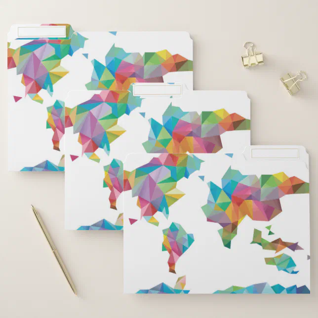 World Map Made of Geometric Shapes File Folder | Zazzle