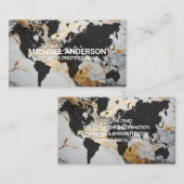 World Map | Marble Background Business Card | Zazzle