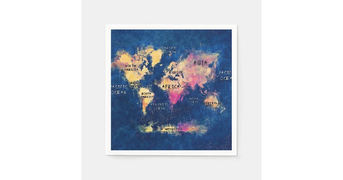 world map napkins | Zazzle