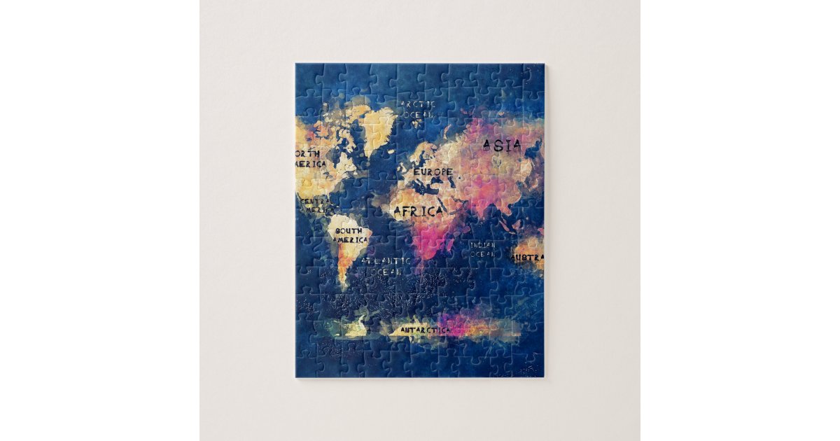 world map OCEANS and continents Jigsaw Puzzle | Zazzle