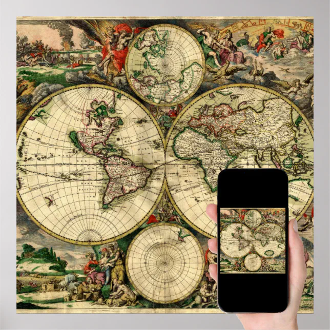 World Map of 1689 Gifts Poster | Zazzle