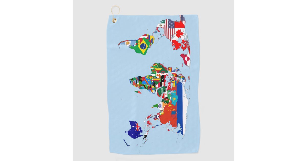 World Map of Flags Golf Towel | Zazzle