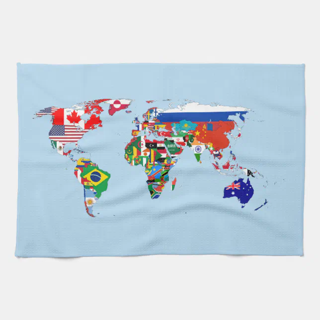 World Map of Flags Kitchen Towels | Zazzle