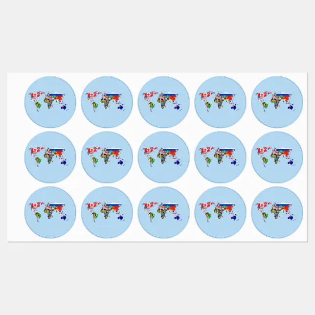 World Map of Flags Labels | Zazzle